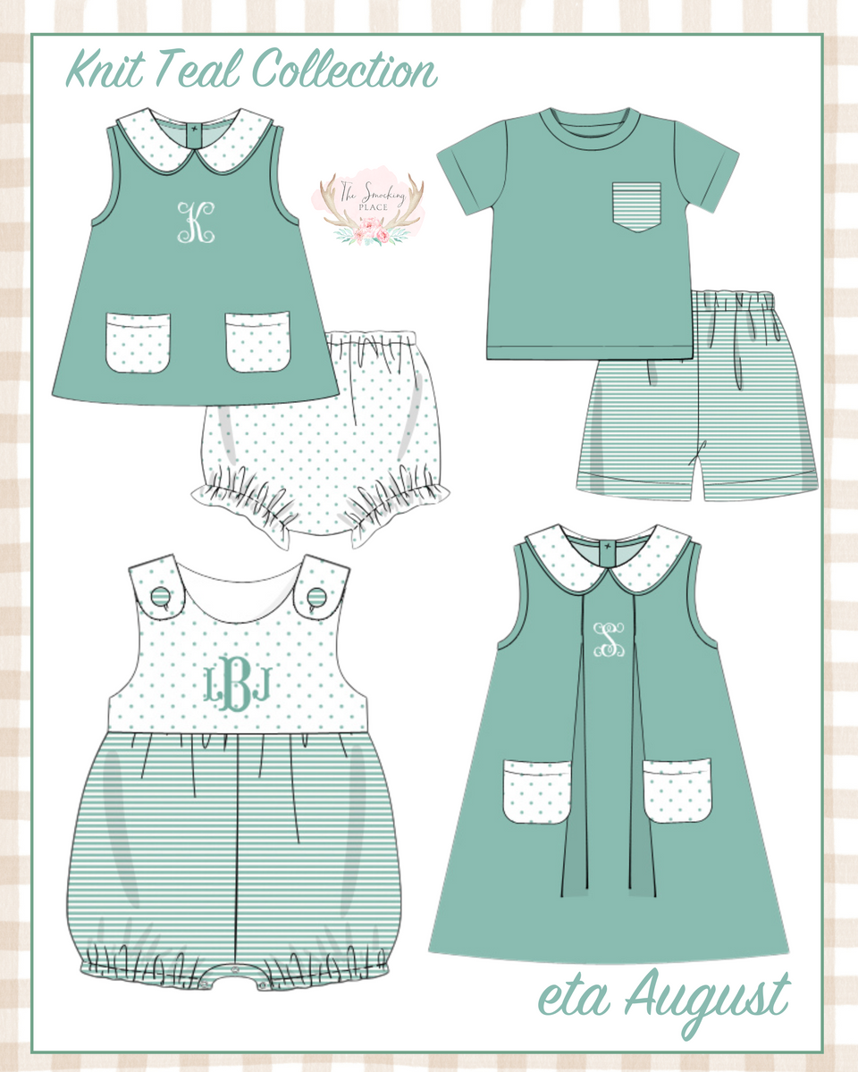 Knit Teal Bitty Dot Bloomer Set – The Smocking Place
